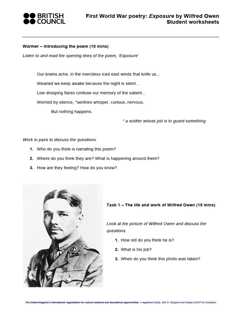 Wilfred Owen Student Worksheets | PDF