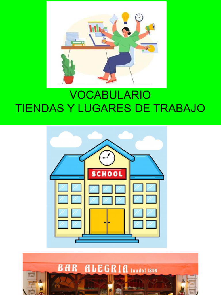 Vocabulario Tiendas y Lugares de Trabajo | PDF | Autosuperación