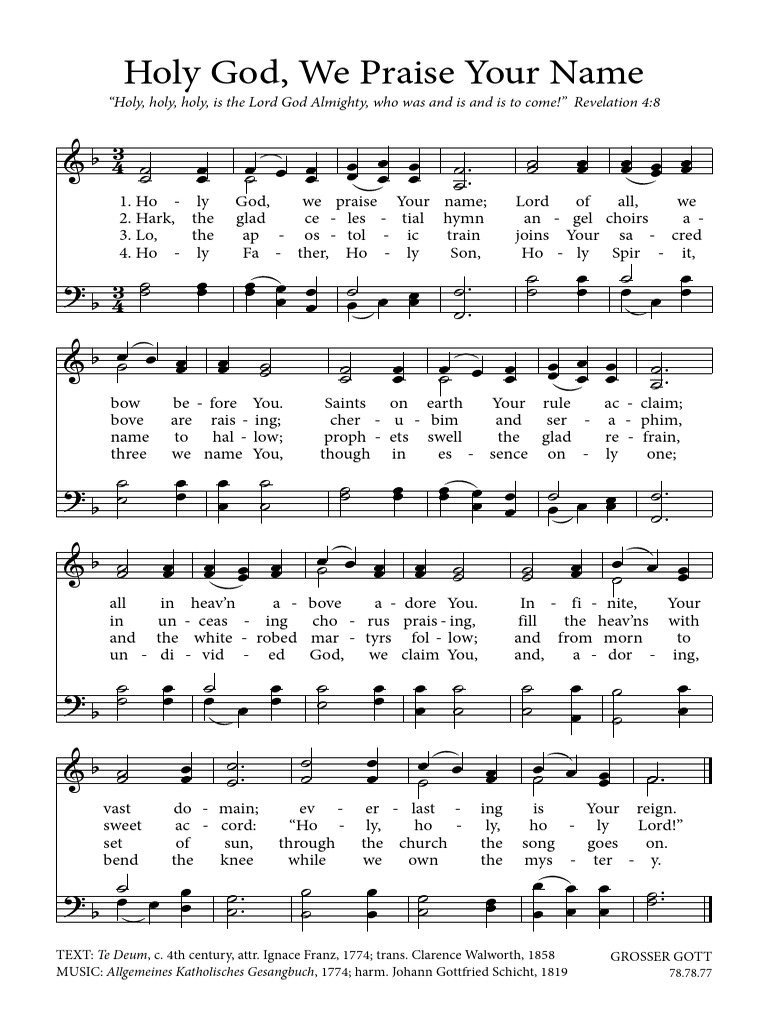 Holy God, We Praise Your Name | PDF