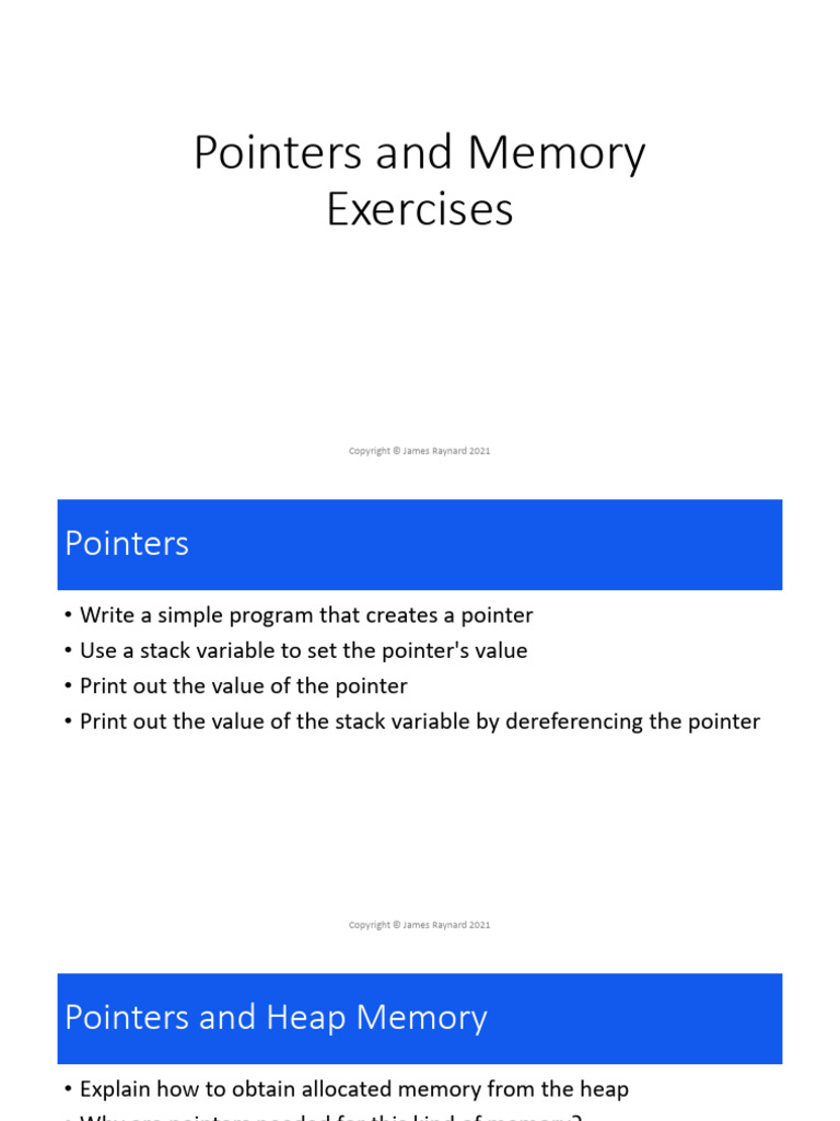 Pointers and Memory Exercises | PDF