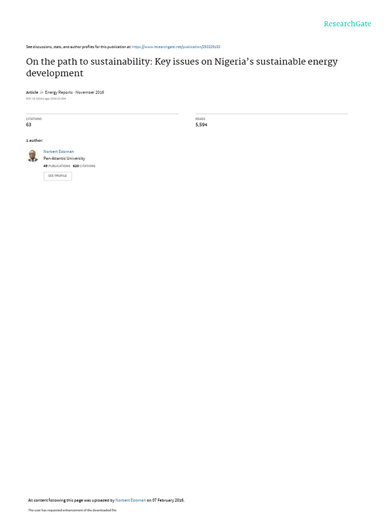 On The Path To Sustainability: Key Issues On Nigeria's Sustainable ...