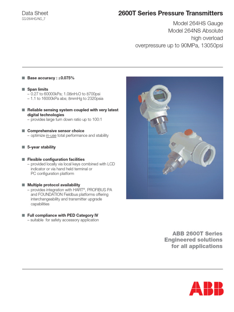 Press TX 264HS | PDF | Pressure Measurement | Pascal (Unit)