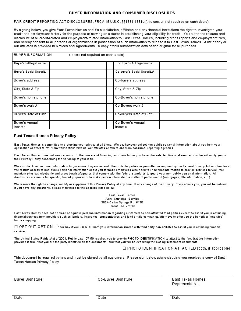 Buyer Information and Consumer Disclosures | PDF | Personally ...