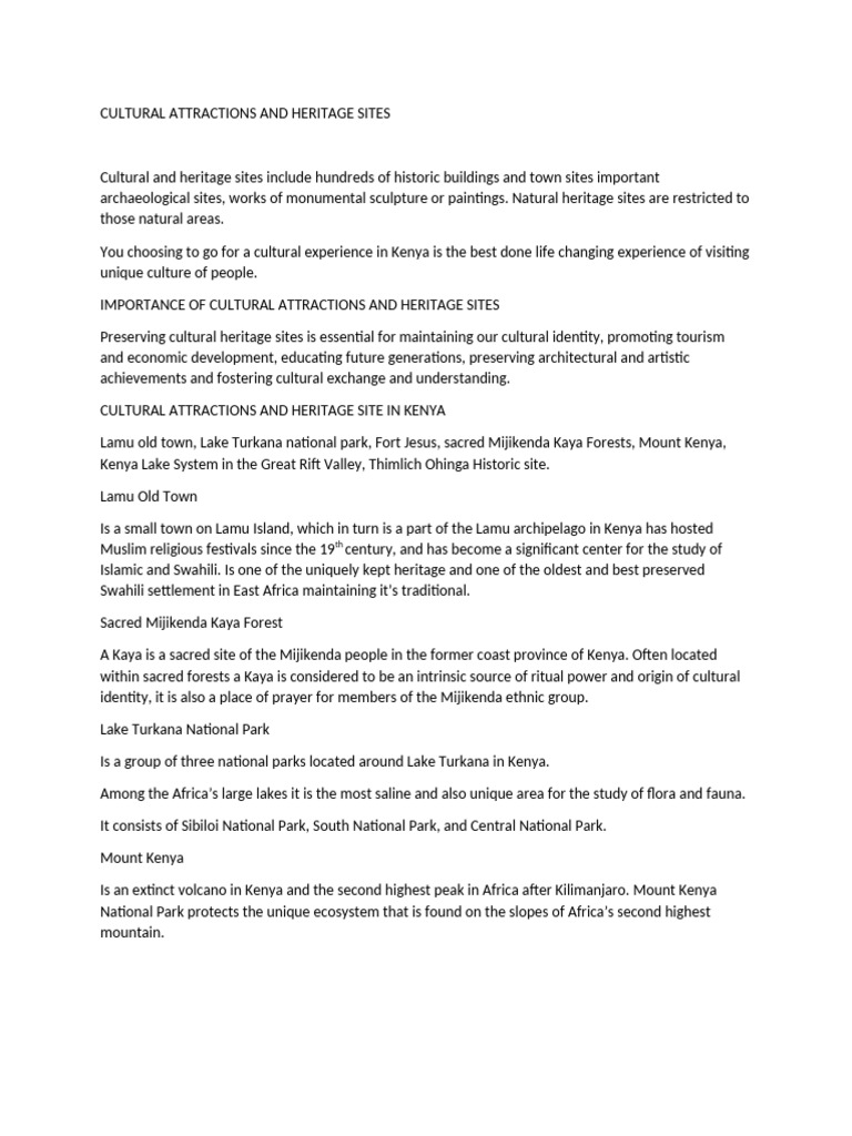 Cultural Attractions and Heritage Sites | PDF | Social Science