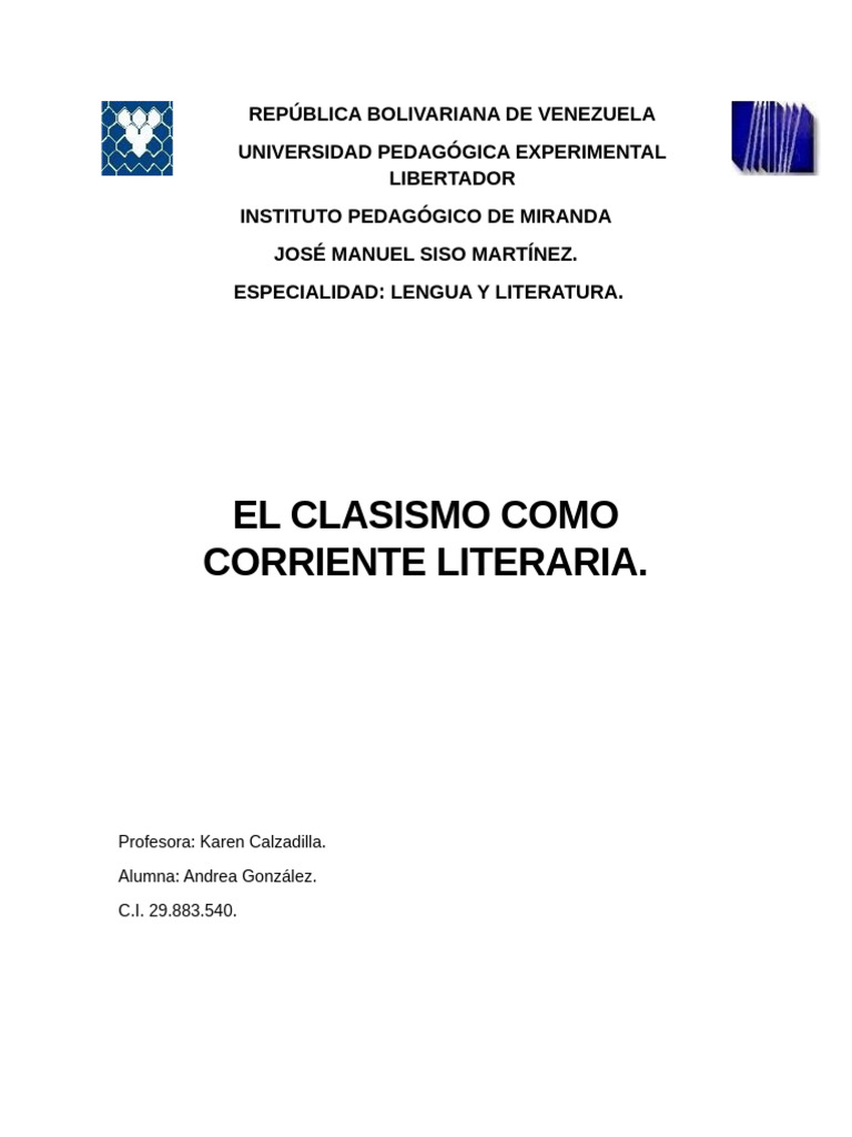 El Clasismo Cómo Corriente Literaria | PDF