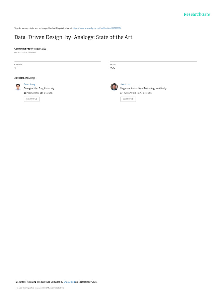 Data-Driven Design-by-Analogy State of The Art | PDF | Artificial ...