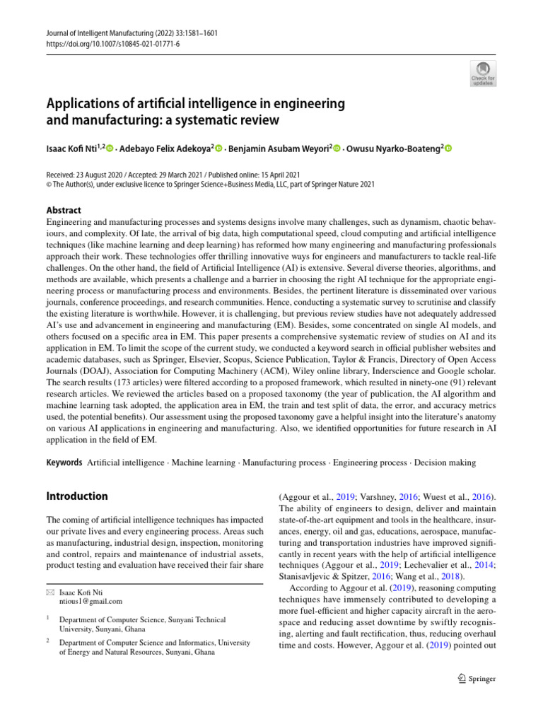 Applications of Artificial Intelligence in Engineering | PDF | Machine ...