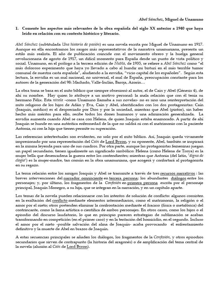 Abel Sanchez en Su Contexto Historico y Literario | PDF | Historia | Clásicos
