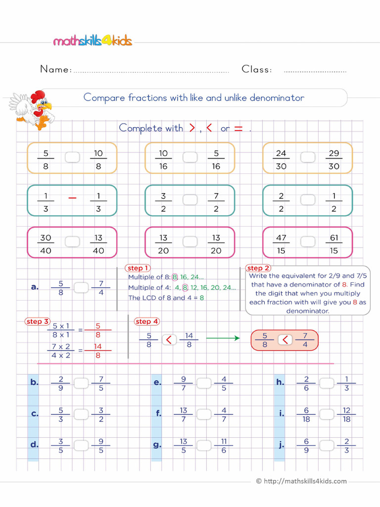 07.Compare Fractions With Like and Unlike Denominator Qh7a23 | PDF