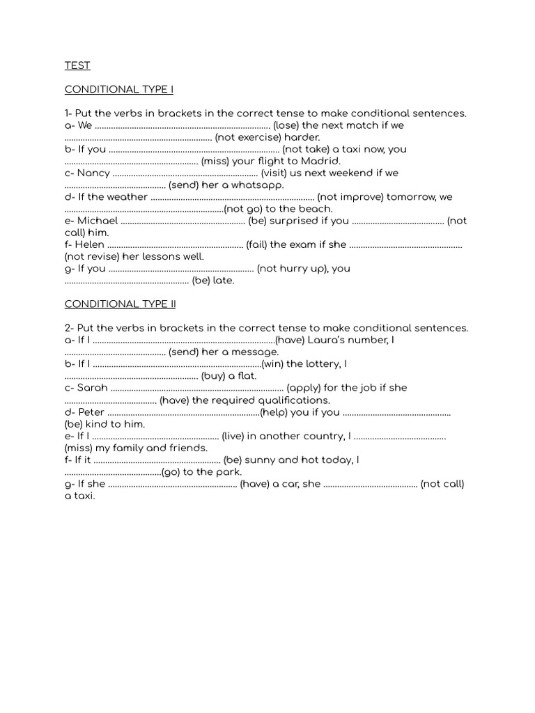 Conditional Type 1 and 2 | PDF