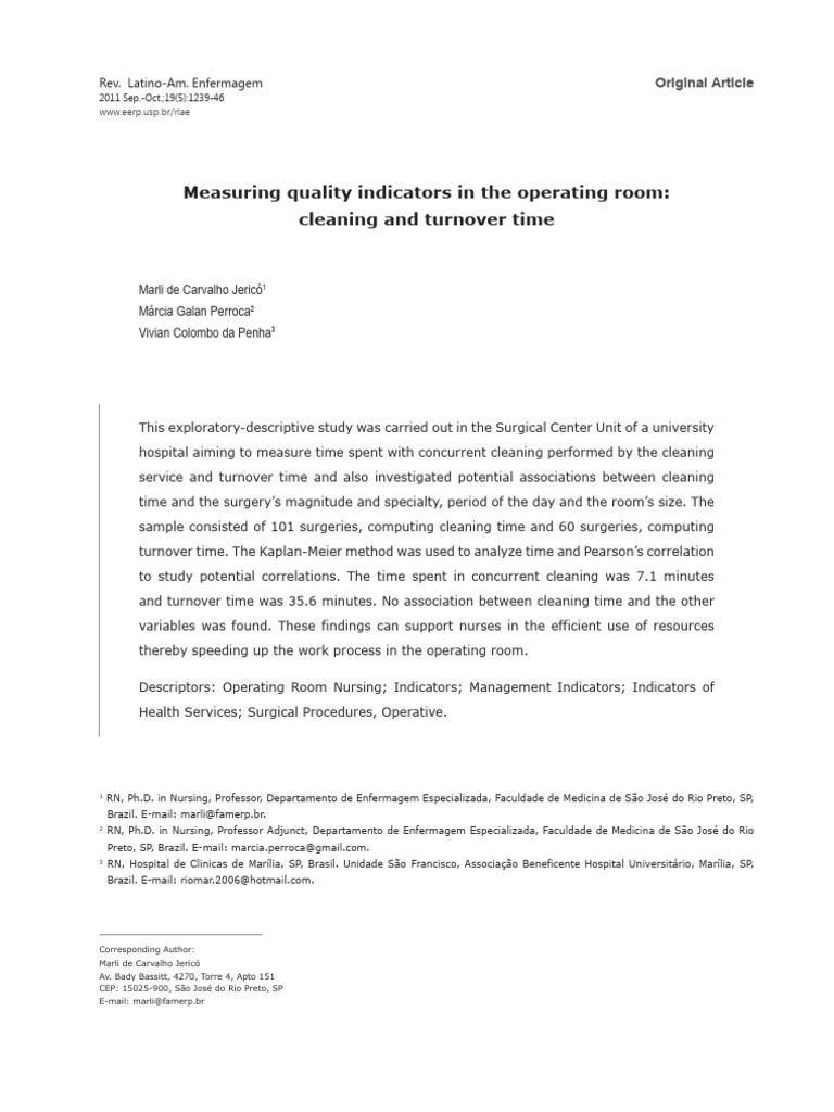 Measuring Quality Indicater in OR | PDF | Surgery | Anesthesia