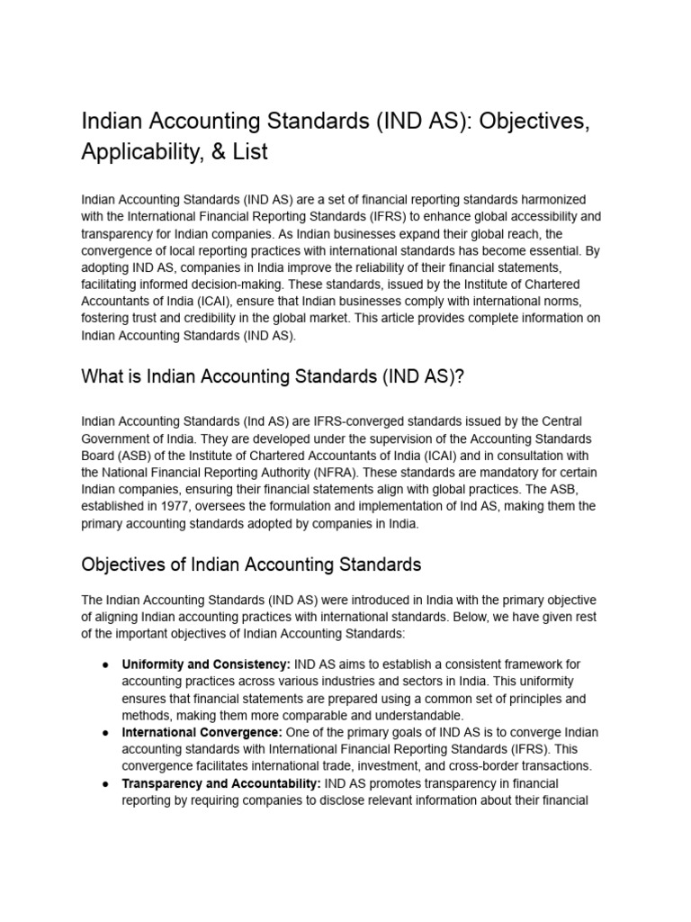 Indian Accounting Standards IND AS | PDF | Financial Statement ...