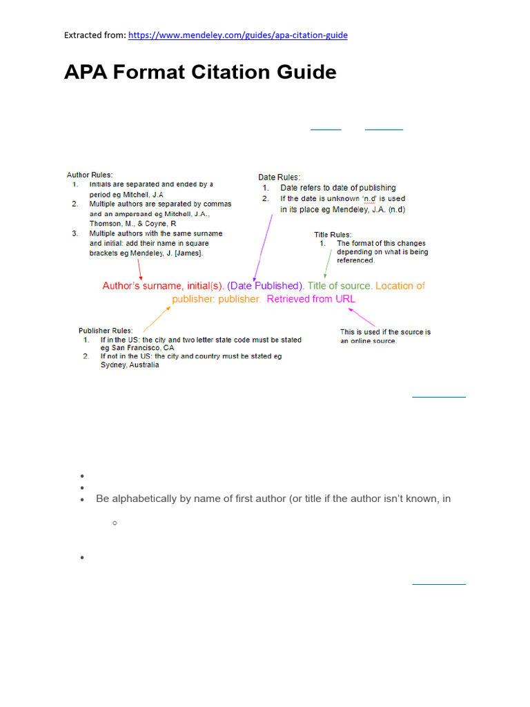 APA Format Citation Guide | PDF | Citation | Apa Style