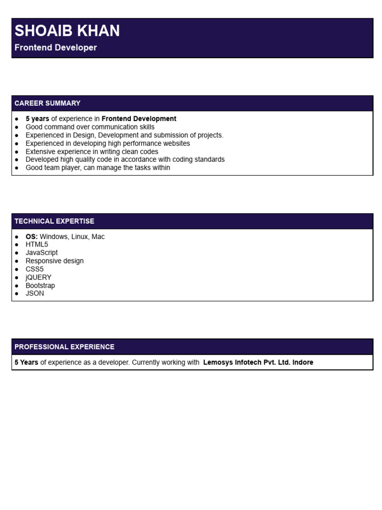 Shoaib Khan Frontend 5 Yrs | PDF | Computing | Software