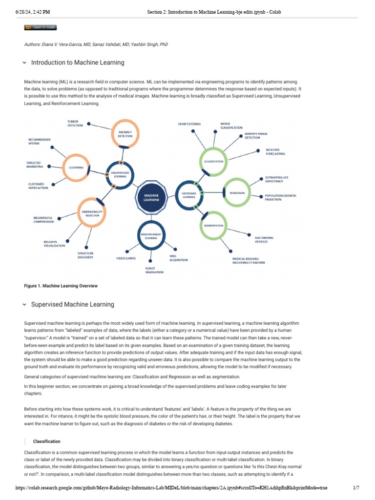 Section 2 - Introduction To Machine Learning-Bje Edits - Ipynb - Colab | PDF | Linear Regression ...