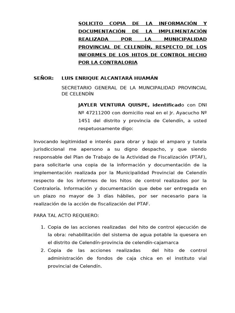 Solicito Documentacion PTAF OCI | PDF | Gobierno