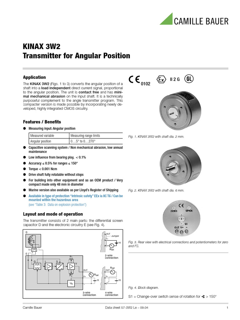 Kinax 3W2 Transmitter For Angular Position: Application | PDF | Capacitor | Rectifier