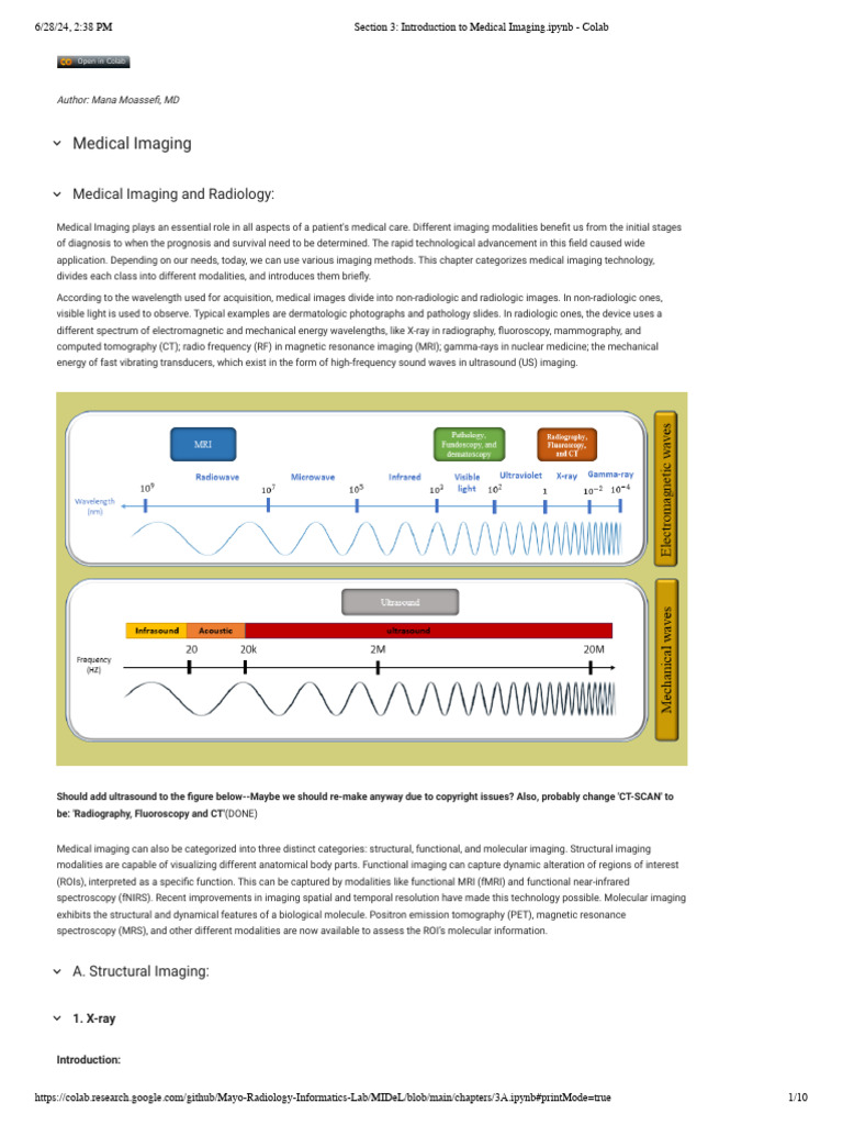 Section 3 - Introduction To Medical Imaging - Ipynb - Colab | PDF | Medical Imaging | Magnetic ...