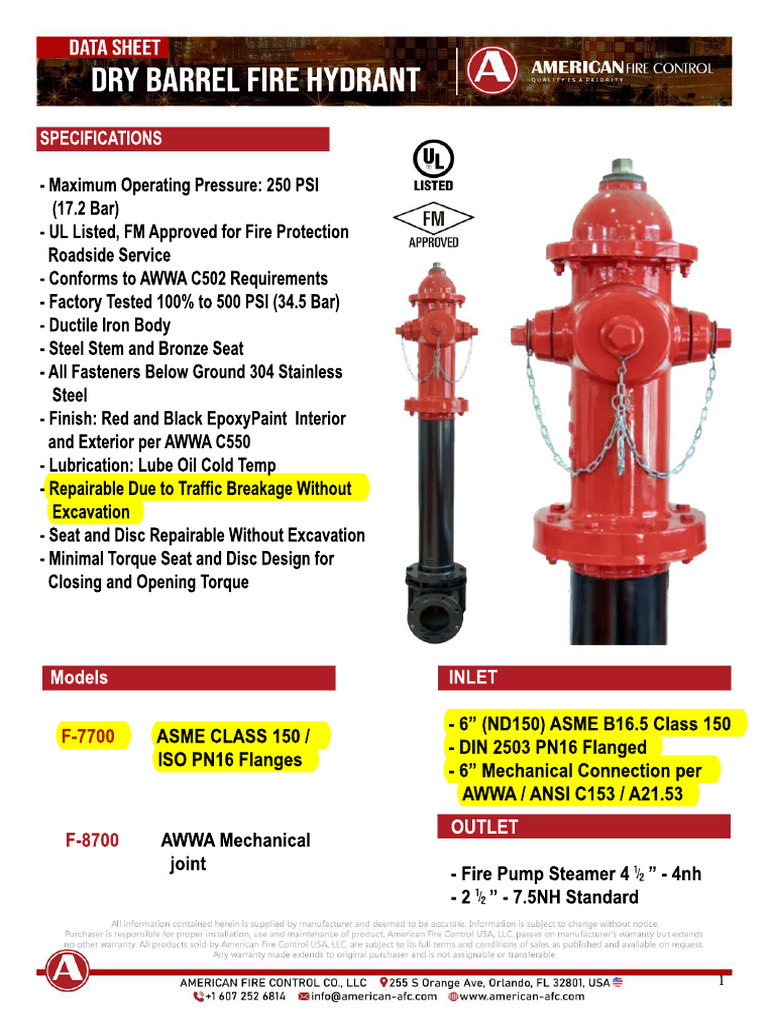 AMERICAN - AFC-DRY - PILLAR - Fire Hydrant | PDF