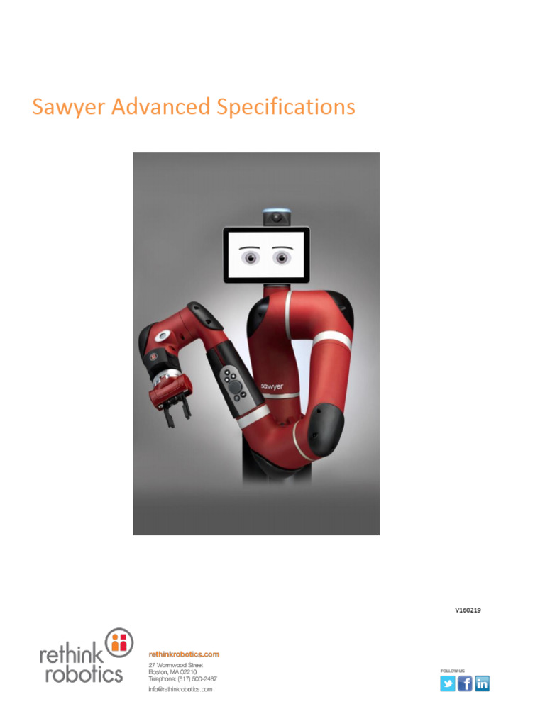 Sawyer Robot Advanced Specifications | PDF | Home & Garden | Computers