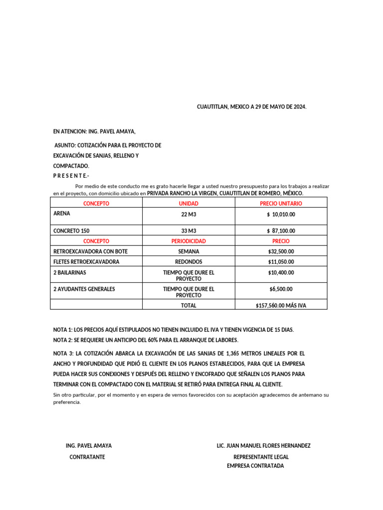 Cotizacion Ing. Pavel Amaya | PDF