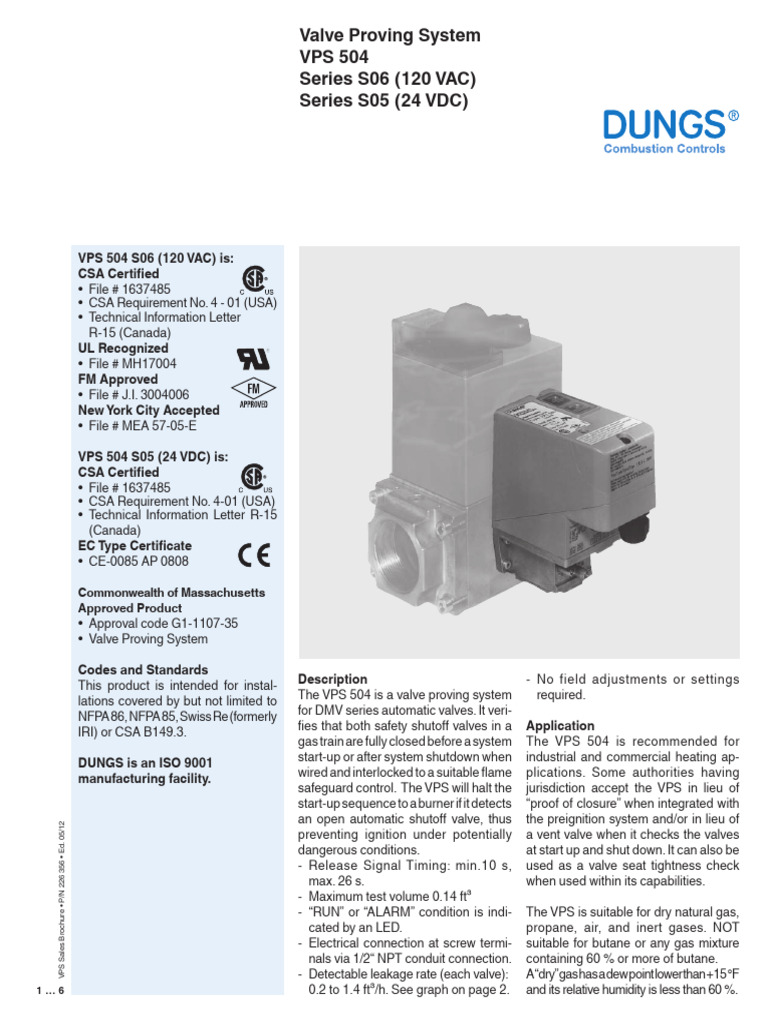 Valve Proving System VPS 504 Series S06 (120 VAC) Series S05 (24 VDC ...