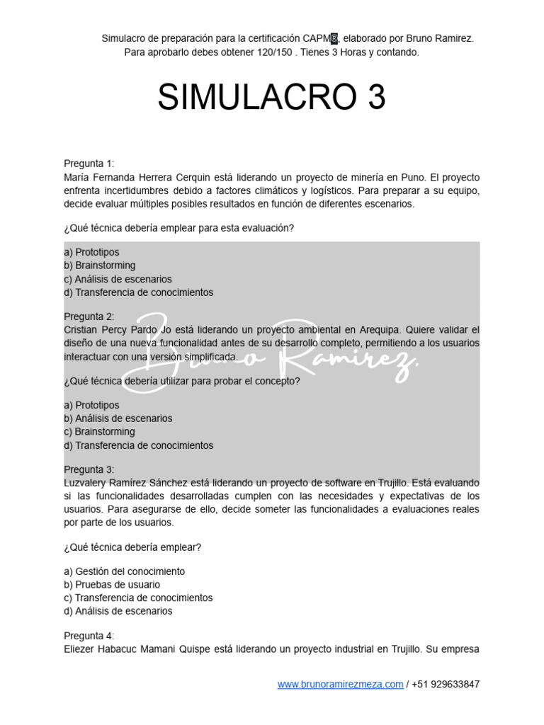 Examen Simulador 3 - BRM | PDF | Scrum (desarrollo de software) | Indicador de rendimiento
