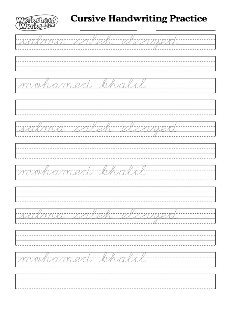 WorksheetWorks Cursive Handwriting Practice 4 | PDF