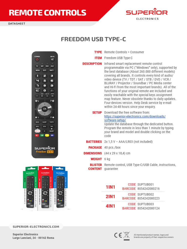 Freedom TypeC-DataSheet EN | PDF | Remote Control | Personal Computers