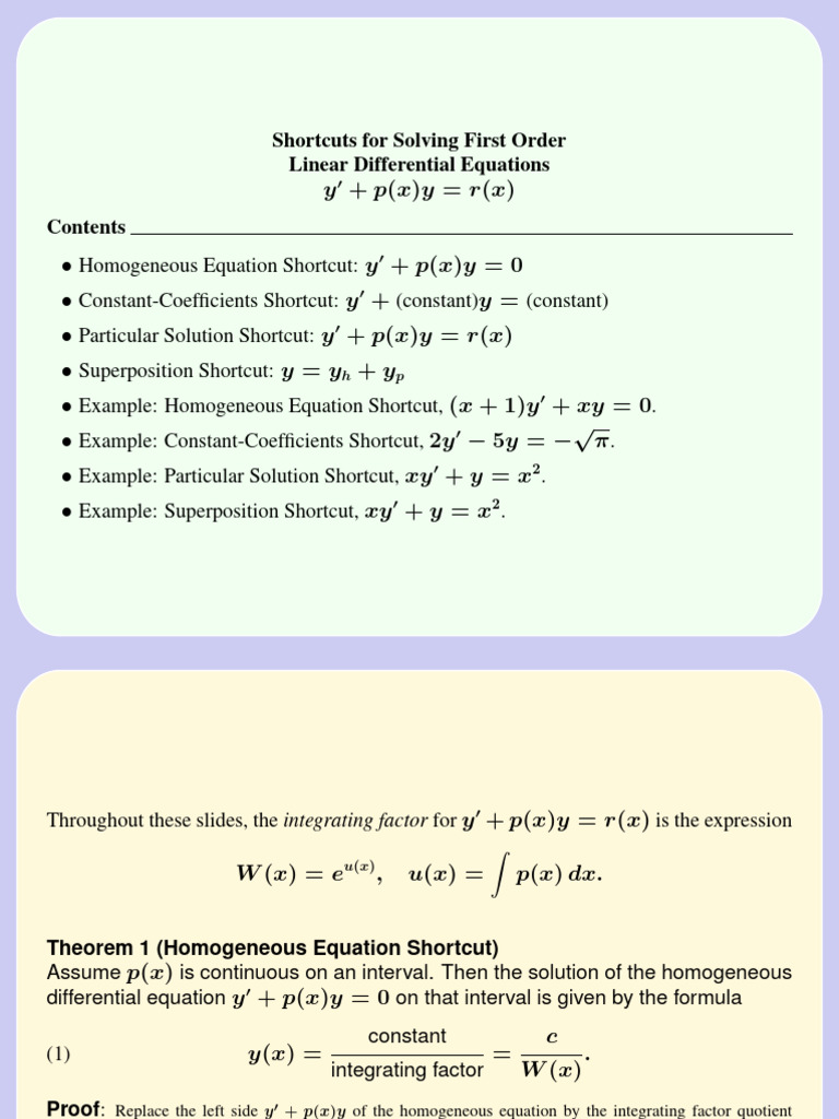 Integrating Factor Shortcuts | PDF | Differential Calculus ...