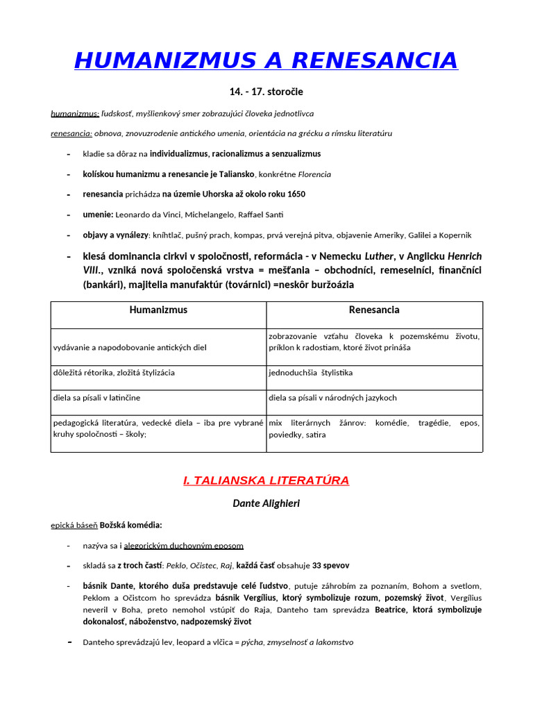 Humanizmus A Renesancia | PDF