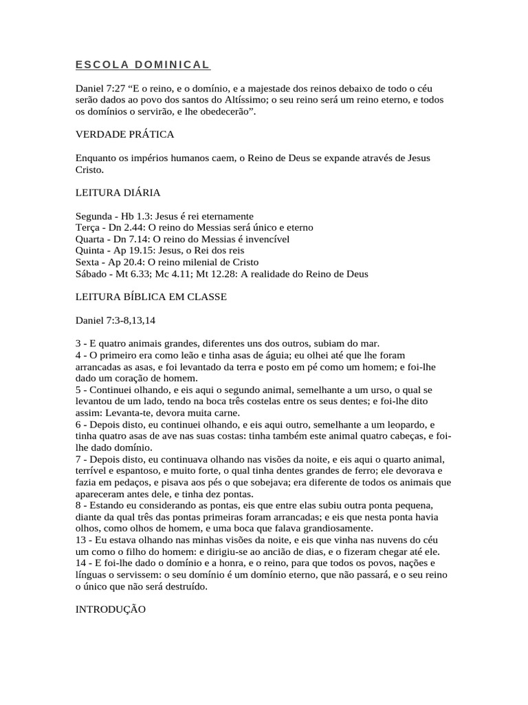 Reino Eterno: Visões de Daniel 7 | PDF | Daniel (personagem Bíblica ...