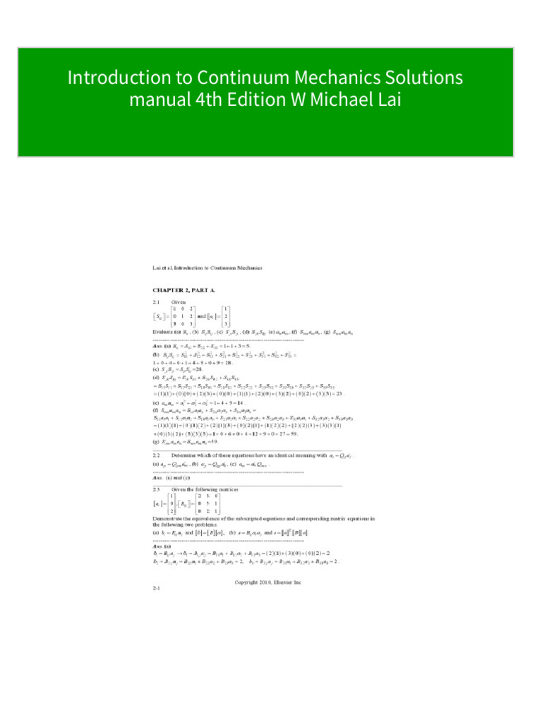 Introduction To Continuum Mechanics Solutions Manual 4th Edition W ... Introduction To Continuum Mechanics Solutions Manual 4th Edition W ...