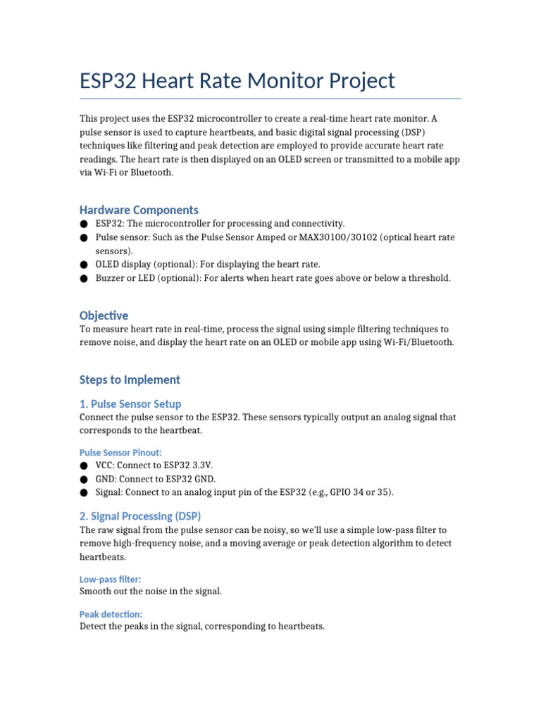 ESP32 Heart Rate Monitor Project | PDF | Heart Rate | Sensor