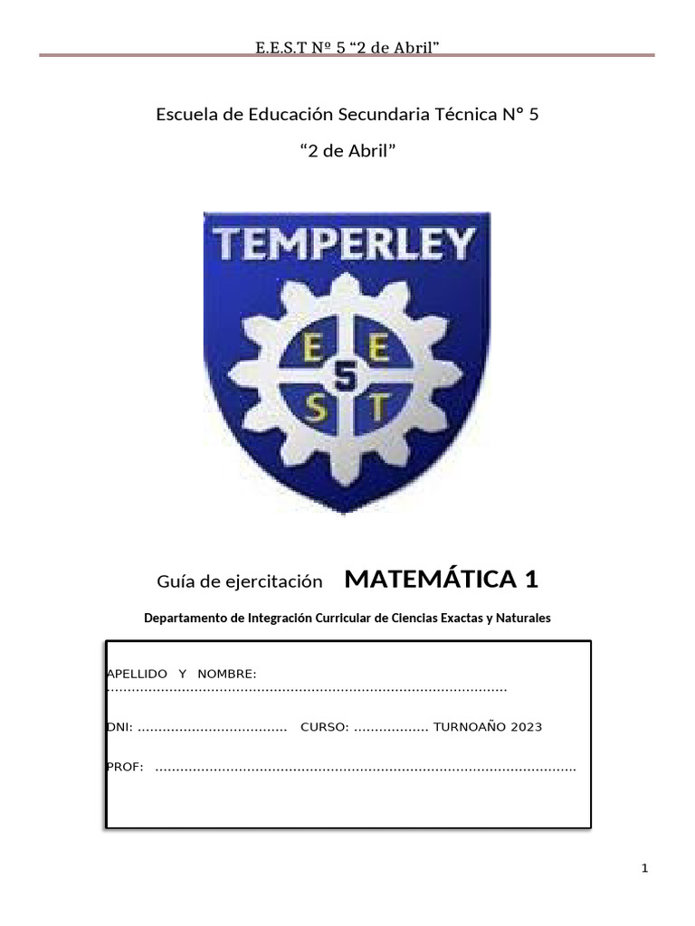 Cuadernillo de Ejercicios de 1ro 2023 | PDF | Números | Ecuaciones