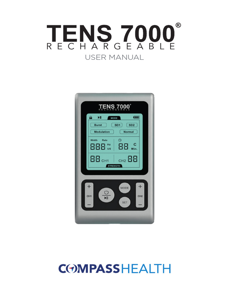 TENS 7000 Rechargeable Manual | PDF | Artificial Cardiac Pacemaker | Heart