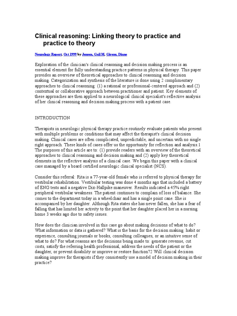 Clinical Reasoning | Psychotherapy | Expert