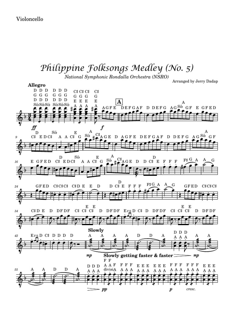 Octavina 1 2 Laud PH Folksongs Medley No.5 | PDF
