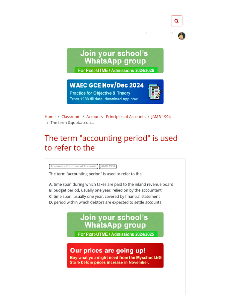 The Term " Accounting Period" Is Used To Refer To The - Myschool | PDF ...