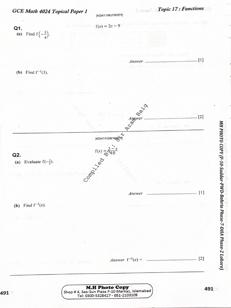 GCE Math 4024 Topical Paper 1 2 | PDF