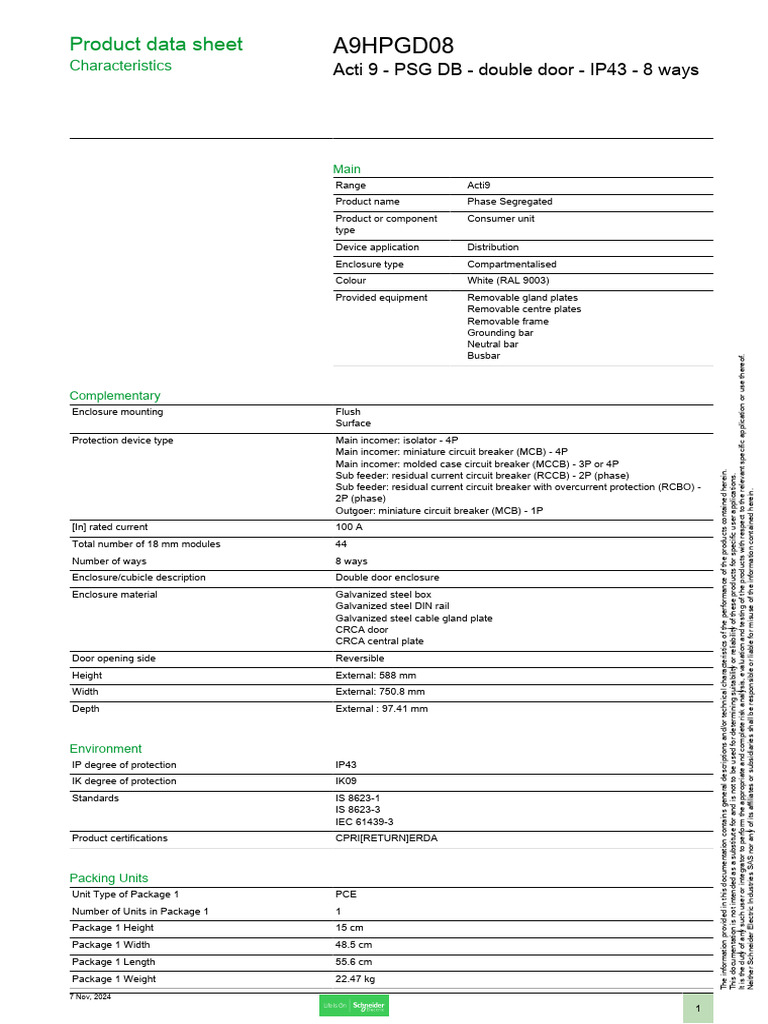 A9hpgd08 Phase Segregated DB Datasheet | PDF | Electricity ...