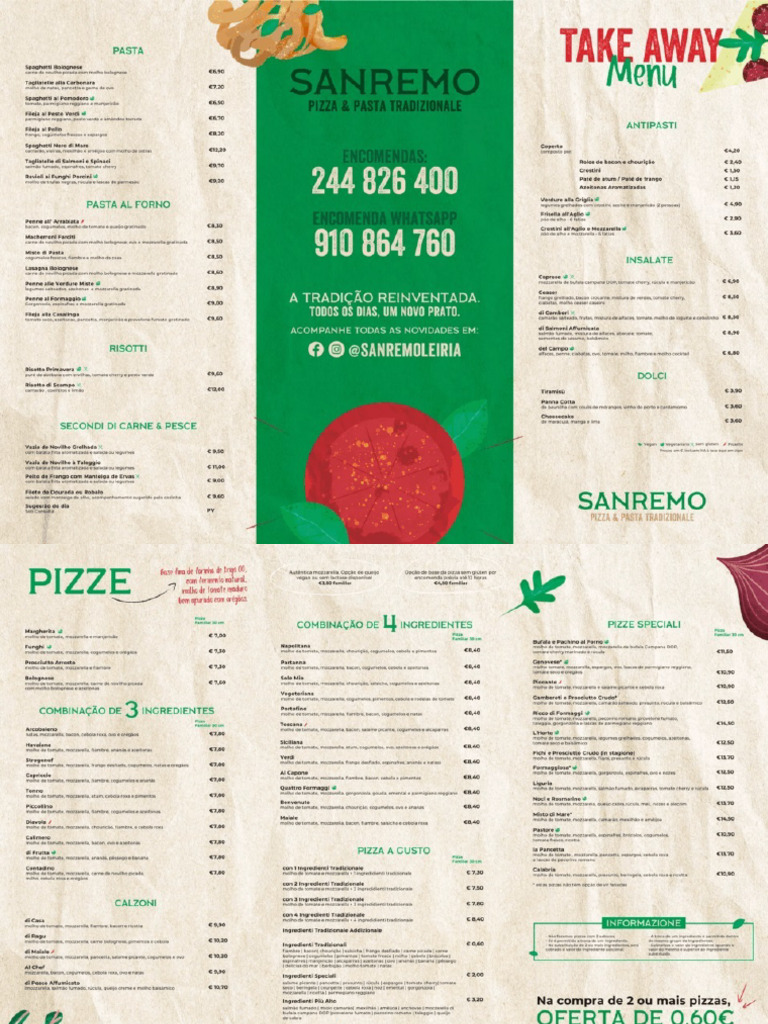 Pizzaria San Remo Menu. | PDF
