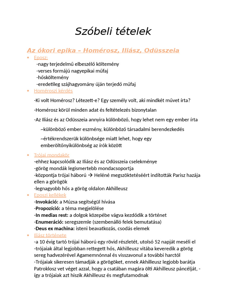 Szóbeli Tételek | PDF