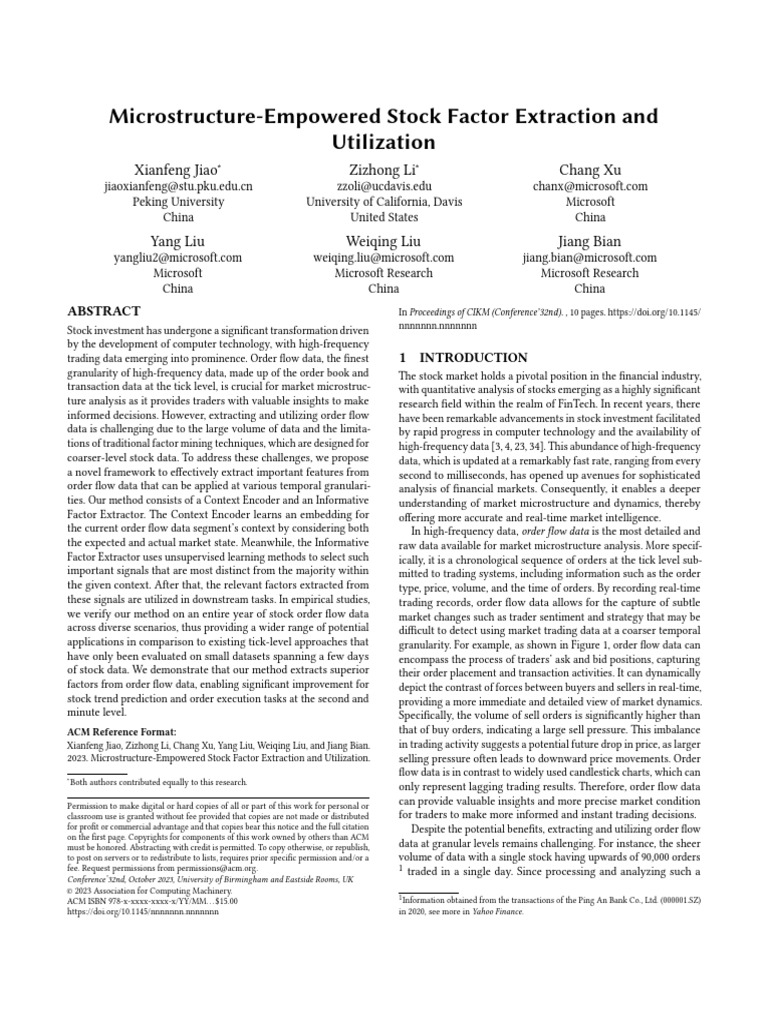 Microstructure-Empowered Stock Factor Extraction | PDF | Market ...