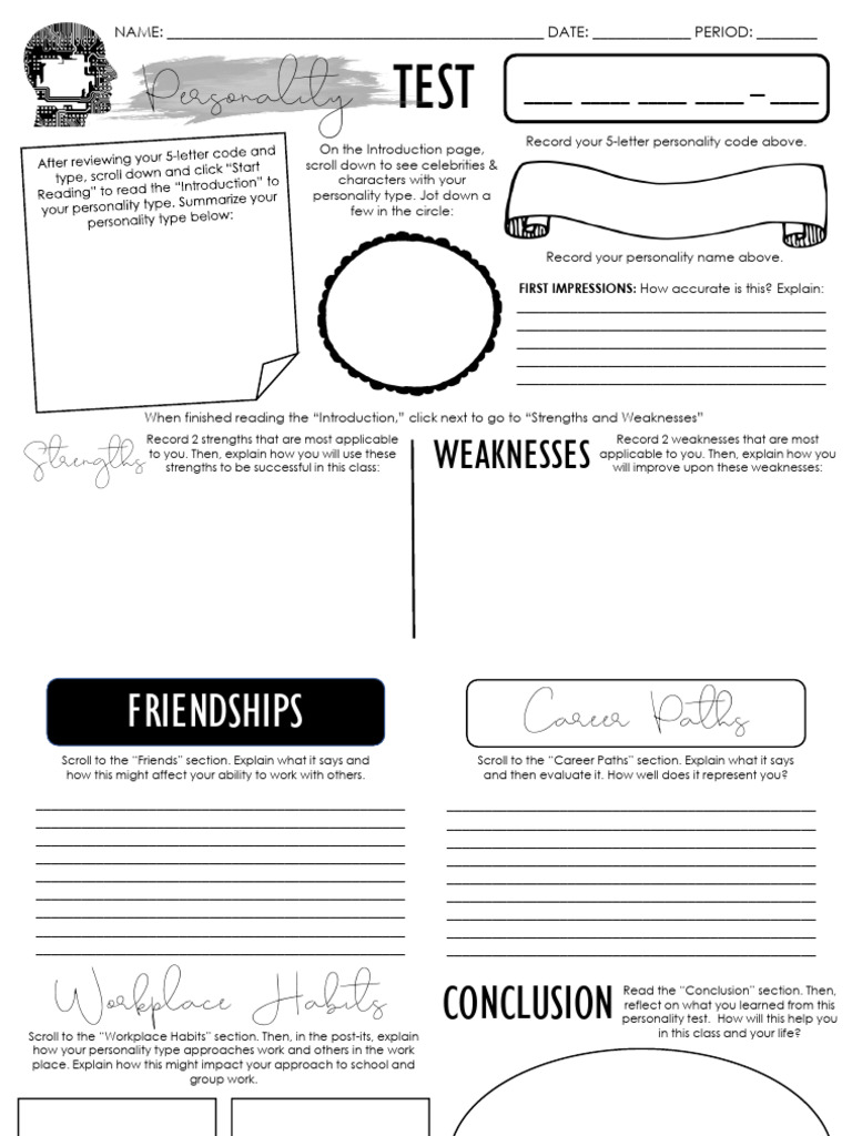 Personality Test Reflection Guide | PDF | Psychology | Cognition