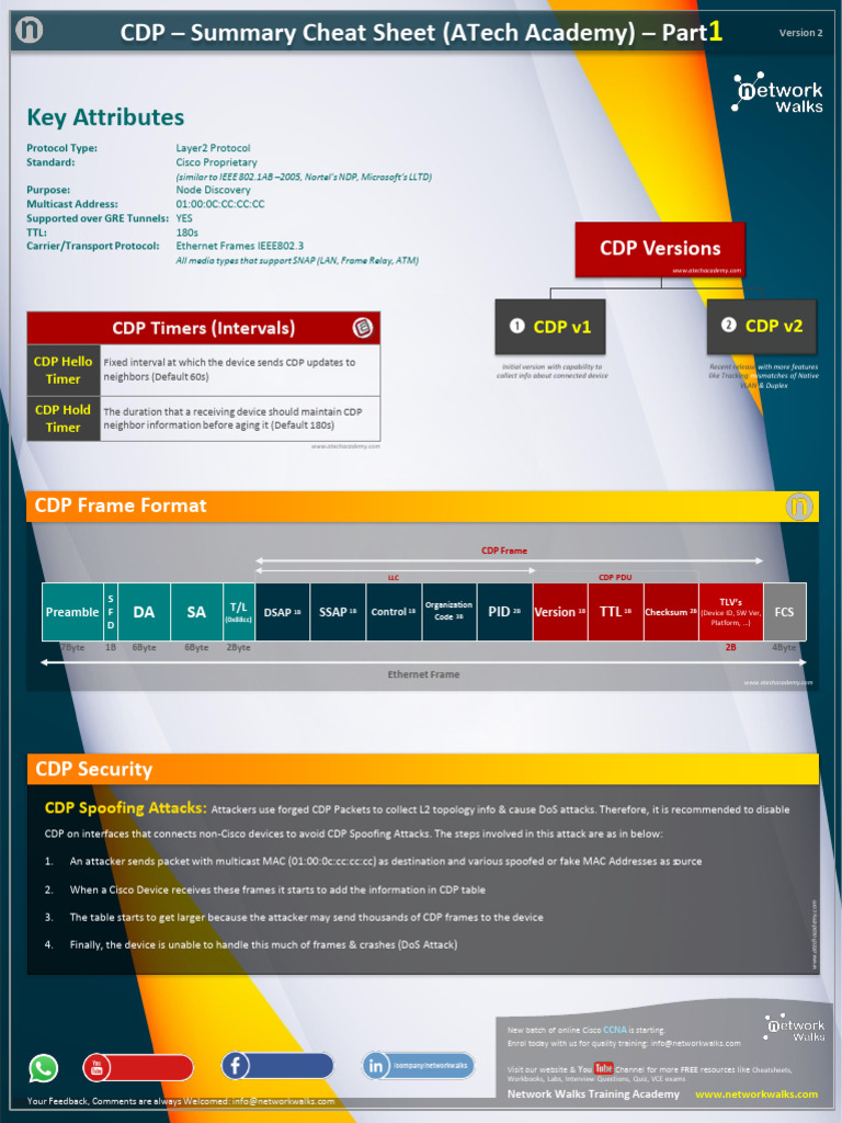 Cisco CDP Notes Cheat Sheet Network Walks | PDF | Computer Network ...