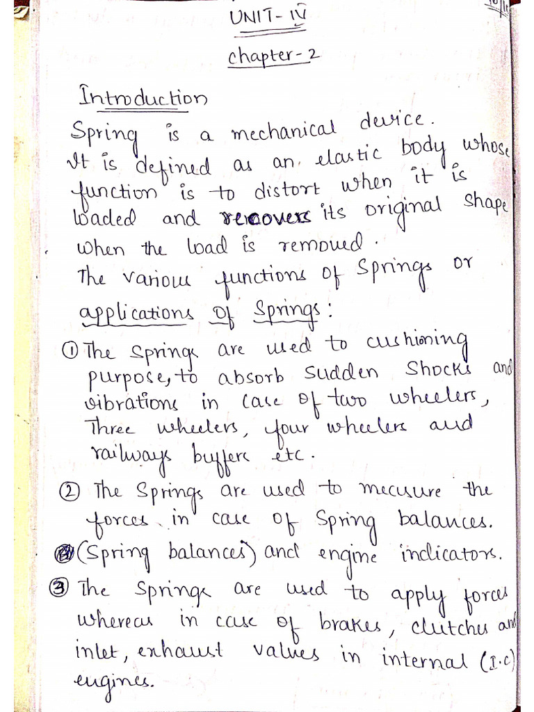 DME Unit-4 (Springs & Bolts) | PDF