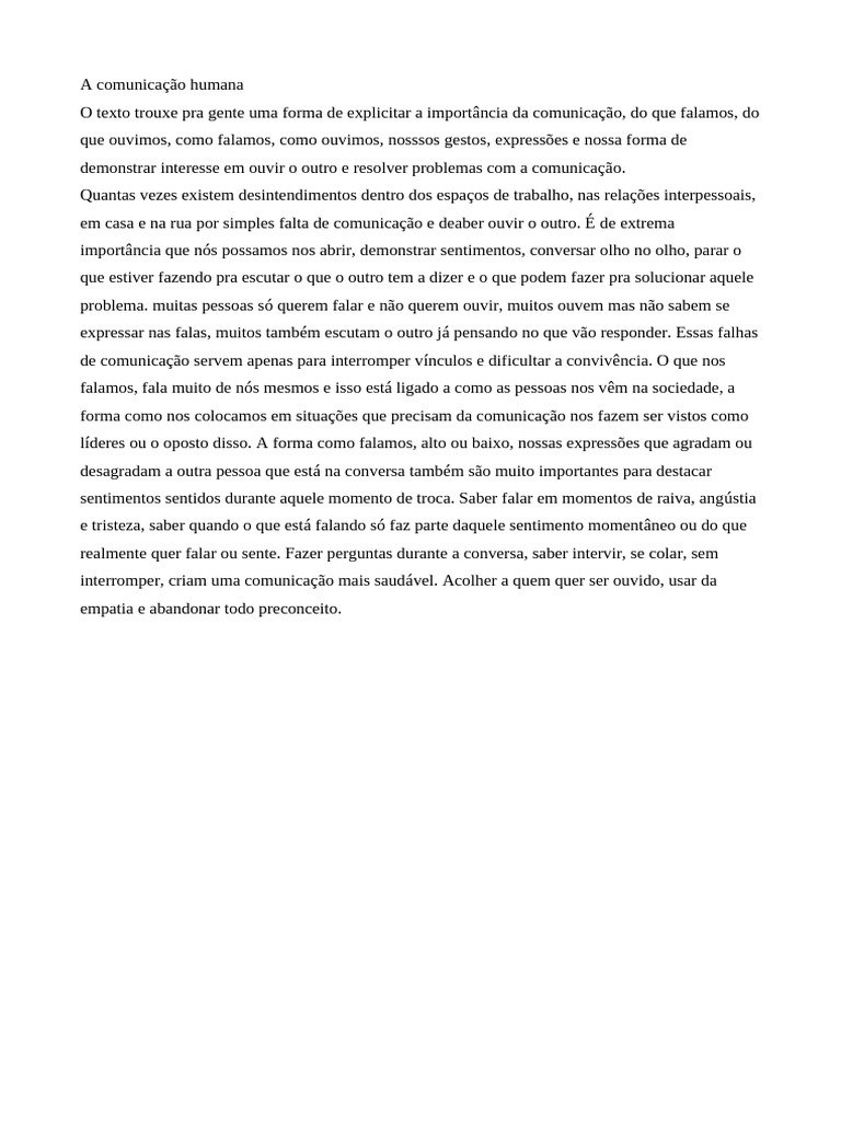 Importância da Comunicação Humana | PDF