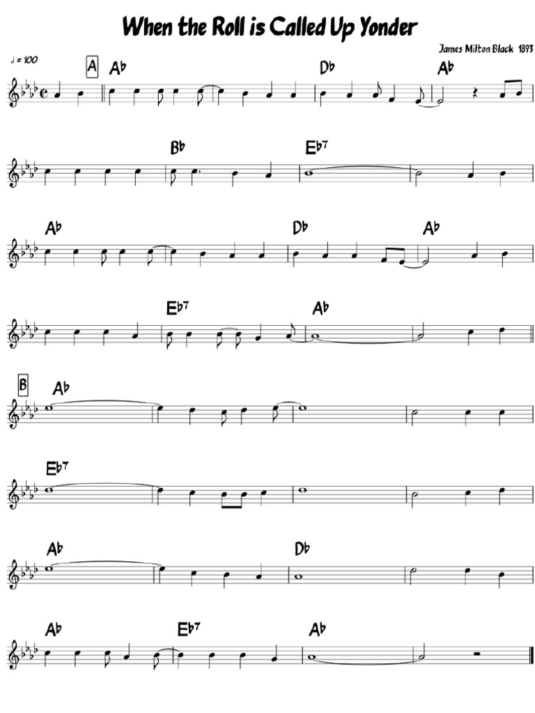 When The Roll Is Called Up Yonder | PDF