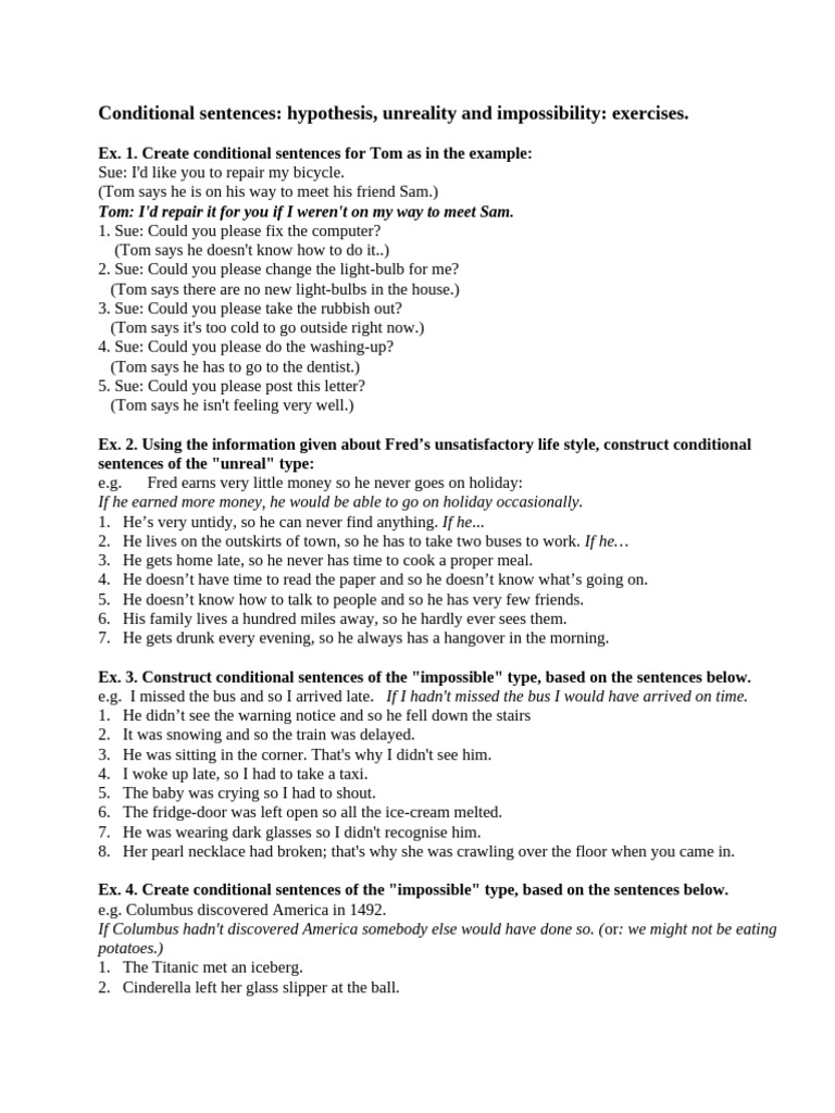 06.conditional Sentences - Exercises | PDF